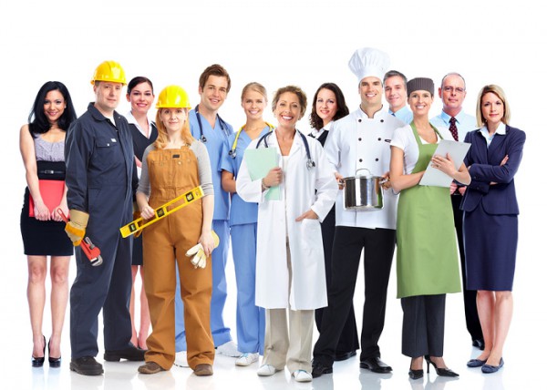 Group of service industry workers. Isolated on white background. - Six ...